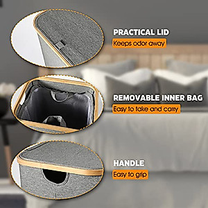 ZANHIX 110L Laundry Hamper with Lid, Removable Inner Bag and 2 Mesh Bags, Large Laundry Basket, Grey Clothes Hampers for Laundry with Lid for Bedroom and Bathroom