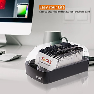 Eagle Business Card Holder Case Box Plastic Push-Button Storage up to 350 Cards
