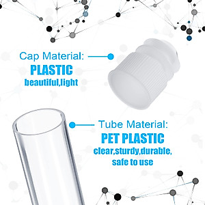 Flutesan 200 Pcs Clear Plastic Test Tubes 16 x 100 mm(10 ml) Test Tubes with Caps for Scientific Experiments,Halloween, Christmas, Scientific Themed Birthday Party Supplies, Candy Storage