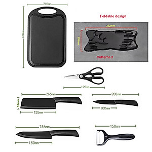 Generic Knife Sets, Black Kitchen Knife Set with Stainless Steel Kitchen Knife, Melon Planer, Holder, Suitable for kitchens, hotels, and restaurants