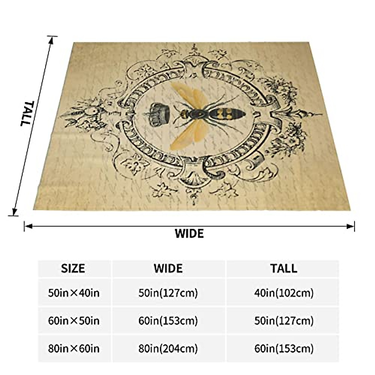 Modern Vintage French Queen Bee Throw Blanket Warm Ultra-Soft Micro Fleece Blanket for Bed Couch Living Room（Kids