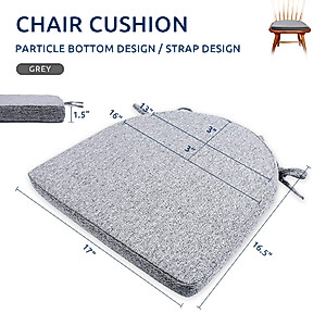 DZ Aimier Chair Cushions for Dining Chairs Memory Foam Non Slip Seat Cushions for Kitchen Chairs with Ties, Machine Washable Cover Chair Pads (Grey, 4)