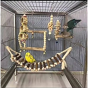 Diaertiny Bird Parrot Swing Chewing Toys 8 Pack Natural Safety Wood for Small Parakeets, Cockatiels, Finches,Budgie and Small&Medium Birds