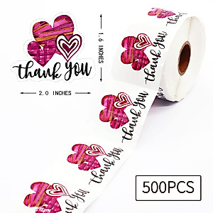 Littlefa Cute Pink Heart Shaped Thank You Small Business Stickers,Thank You Stickers,Bakeries Stickers,Handmade Stickers,Small Business Stickers, Envelopes Stickers, Gift Bags Packaging 500 PCS