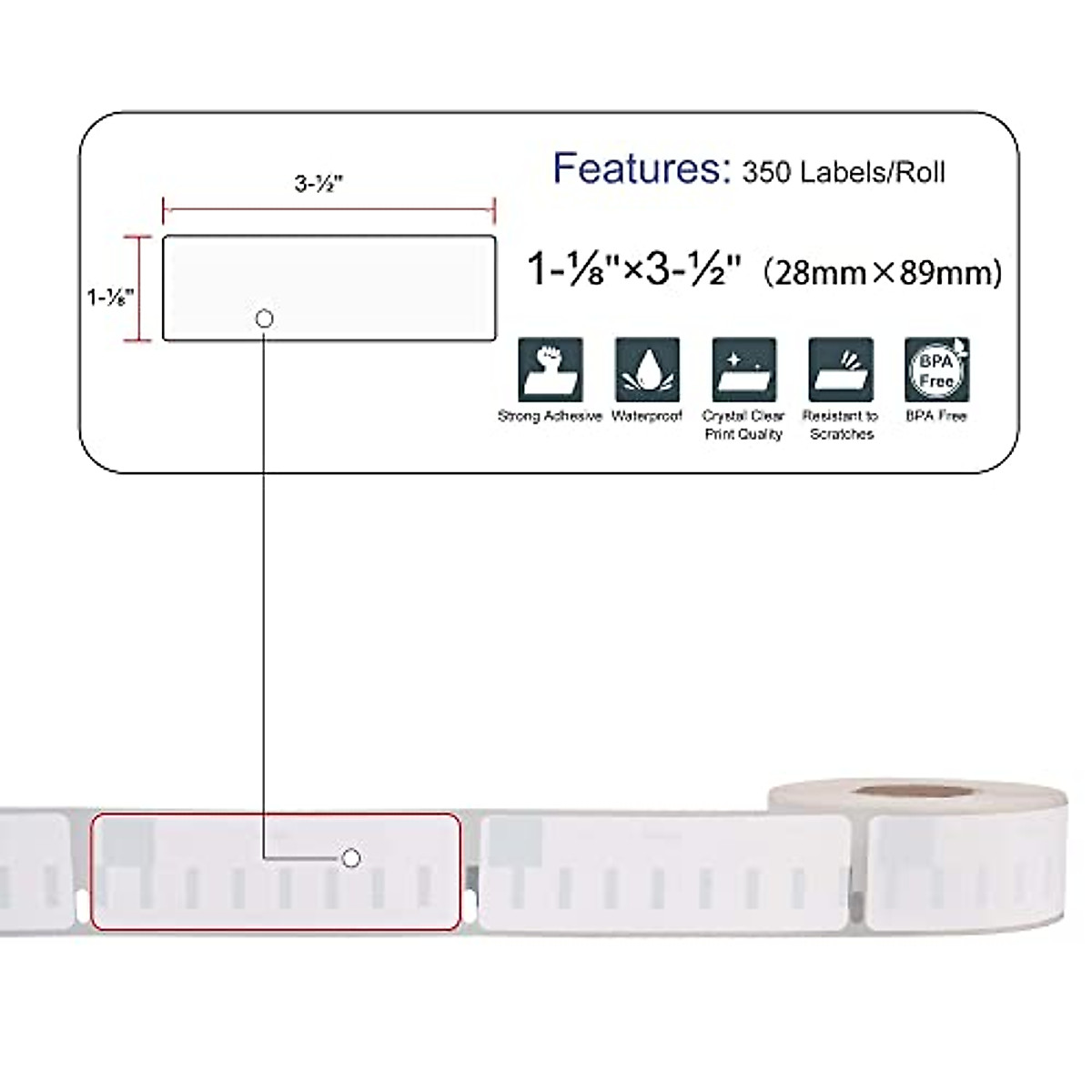 L LIKED Rolls Compatible Dymo 30252 1-1/8" X 3-1/2" Direct Thermal Labels, Premium Adhesive Address & Barcode Stickers - for Rollo, Labelwriter 450, 4XL & Zebra Desktop Printers (30252 - 10 Rolls)