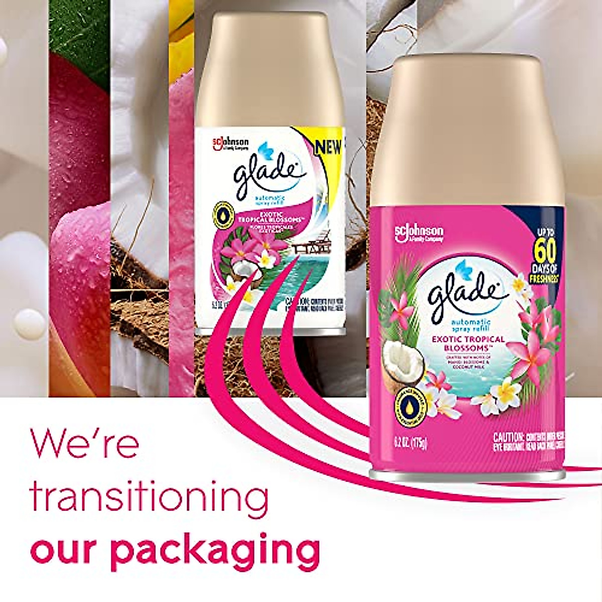 Glade Automatic Spray Refill, Air Freshener for Home and Bathroom, Tropical Blossoms, 6.2 Oz, 3 Count