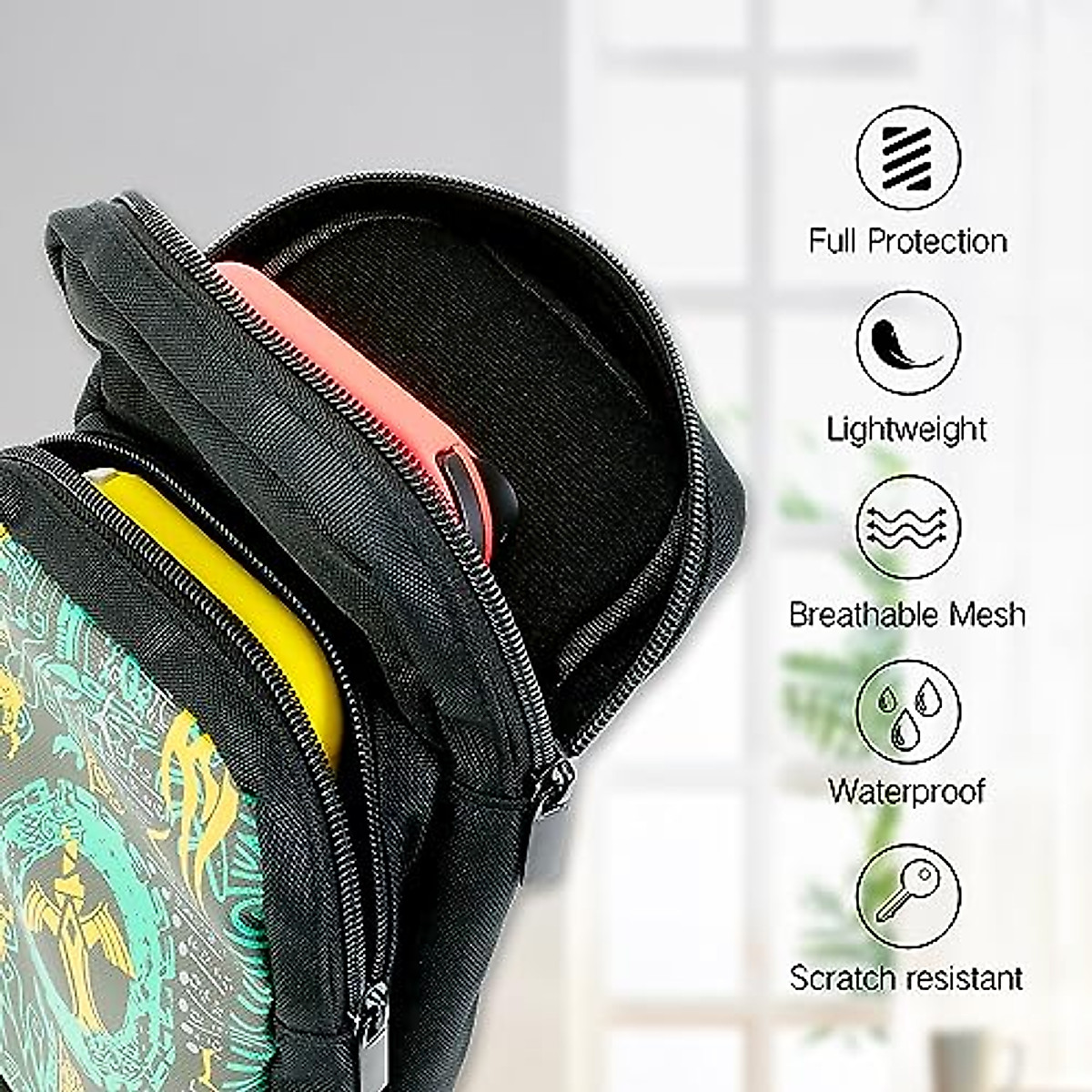 PERFECTSIGHT Travel Bag for Nintendo Switch/Lite/OLED, Cute Crossbody Shoulder Bag for Tears of The Kingdom, Portable Sling Backpack Game Carrying Case for NS Console Dock Joy-Cons Accessories, Green