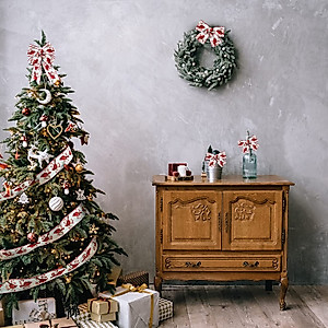 ACSENCETER Red Cardinal with Berry White Patterned Wired Ribbon for Christmas Tree Decorations, Gift Wrapping, Wedding Parties, Garlands and DIY Crafts 2.5" x 10 Yards Christmas Ribbon