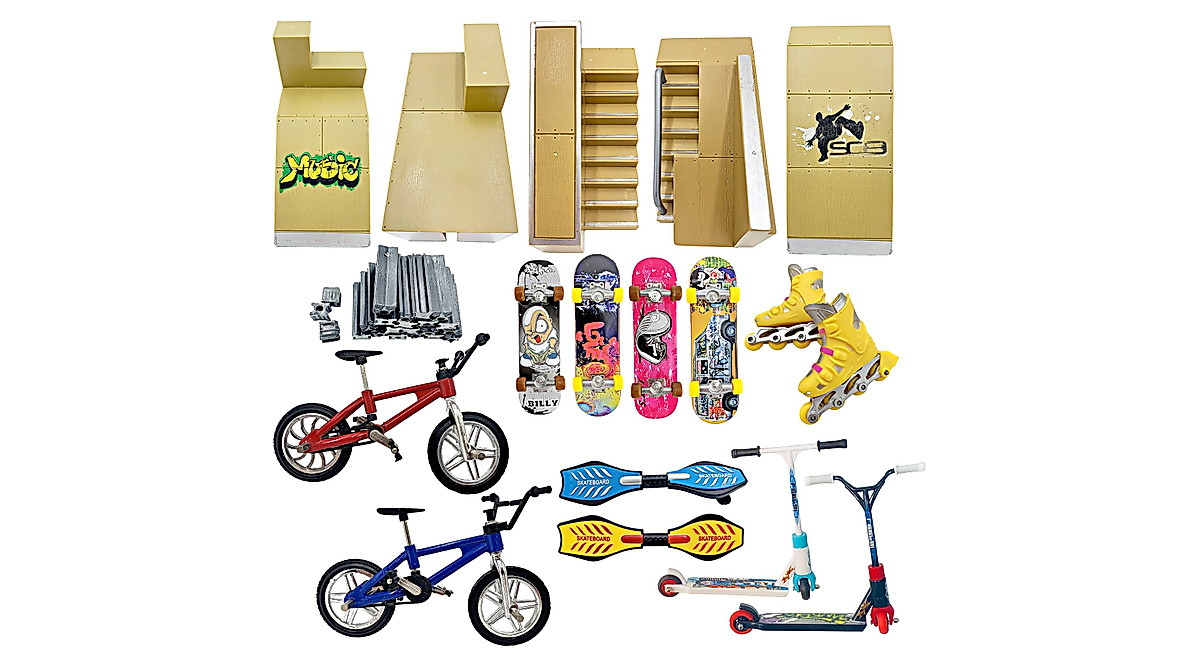 STASHABLES Finger Skateboard Ramp Set - 16-Piece Skatepark Kit for Kids