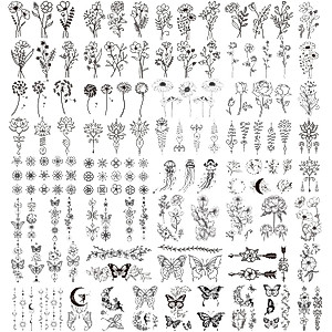 Cerlaza 100 Sheets Temporary Tattoos for Women Girls, 420 Mixed Styles Fake Tattoo Stickers that Look Real and Last Long, Realistic Henna Tattoo for Body Art Sticker