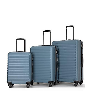 Travelhouse Amalodie Hardshell Upright Spinner Wheel Suitcase Set PP ABS, Lightweight Checked Carry-On Luggage 3-Piece Set with Spinner Wheels TSA Locks 20" 24" 28" (Jet blue)