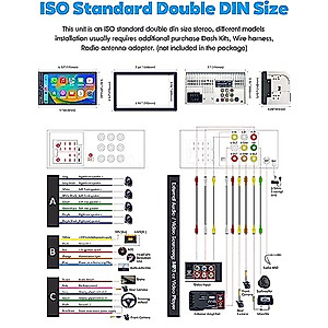 [Upgrade Wireless] Double Din Car Stereo with Wireless Apple Carplay, Android Auto - 7 Inch HD Touchscreen, Bluetooth, Subw, Steering Wheel, MirrorLink, USB/SD/AM/FM Car Radio Receiver, Backup Camera