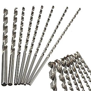 8 Pcs 200mm Extra Long Twist Drill Bits for Steel Straight Shank Tool Sets Wood Plastic and Aluminum, Plastic, Jewelry 2mm - 7mm