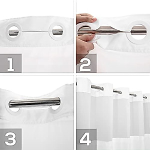 No Hook Slub Textured Shower Curtain with Snap-in PEVA Liner Set - 71" x 74"(72"), Hotel Style with See Through Top Window, Fabric Outer Curtain & Waterproof Inner Liner, White, 71x74