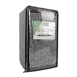 Everplush Diamond Jacquard 6 Pieces Bath Towel Set, Grey