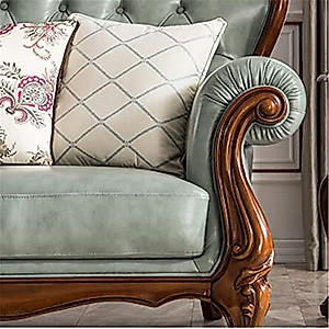 ANYURAN Combination Sofa Bed, Futon Sectional Living Room Furniture American Retro Solid Wood Leather Sofa Combination for Bedroom Sofa, Small Apartment Furniture,Single