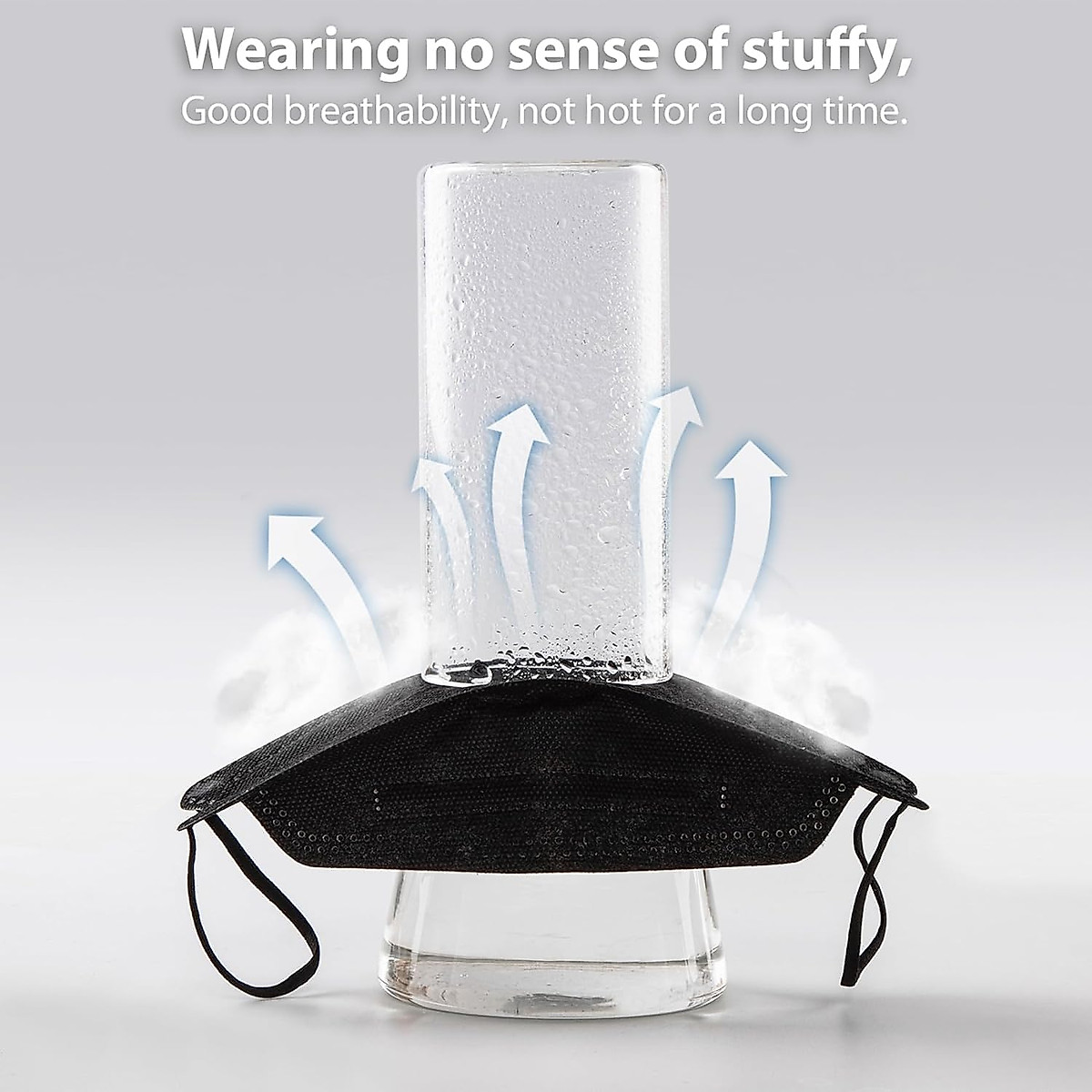 JUSTXO KN95 Face Masks 50 Pack, Breathable Comfortable Disposable Face Mask For Adults And Teens, Black