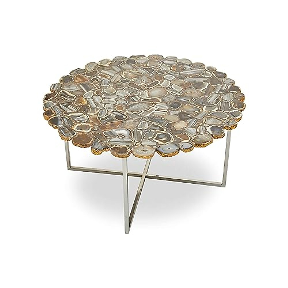 48 x 48 Inches Resin with Brown Agate Stone Hallway Table for Home and Hotel Decor Round Marble Dining Table Top