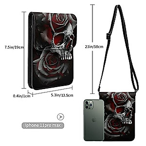 Small Crossbody Bags for Women Gothic Skull Rose Face Lightweight Cell Phone Purse