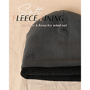 FURTALK Beanie Hats for Women Men Fleece Lined Winter Hats Soft Warm Womens Beanies for Winter Black Grey