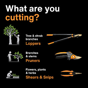 Fiskars Gardening Tools: Bypass Pruning Shears, Sharp Precision-ground Steel Blade, 5/8” Plant Clippers (91095935J)