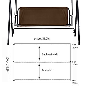 Replacement Outdoor Swing Seat, Porch Swing Cushion Cover, 600D Thickened Oxford Waterproof Sunscreen Porch Swing Cushions for Patio Furniture Garden Bench, Coffee