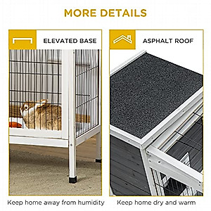 PawHut 36" Rabbit Hutch Bunny Cage Small Animal House with Weatherproof Roof Romevable Tray and Enclosed Run, Indoor/Outdoor
