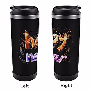 Happy New Year Travel Coffee Mug Reusable Insulated Drinking Cup with Lid for Home Outdoor Works 13 Oz