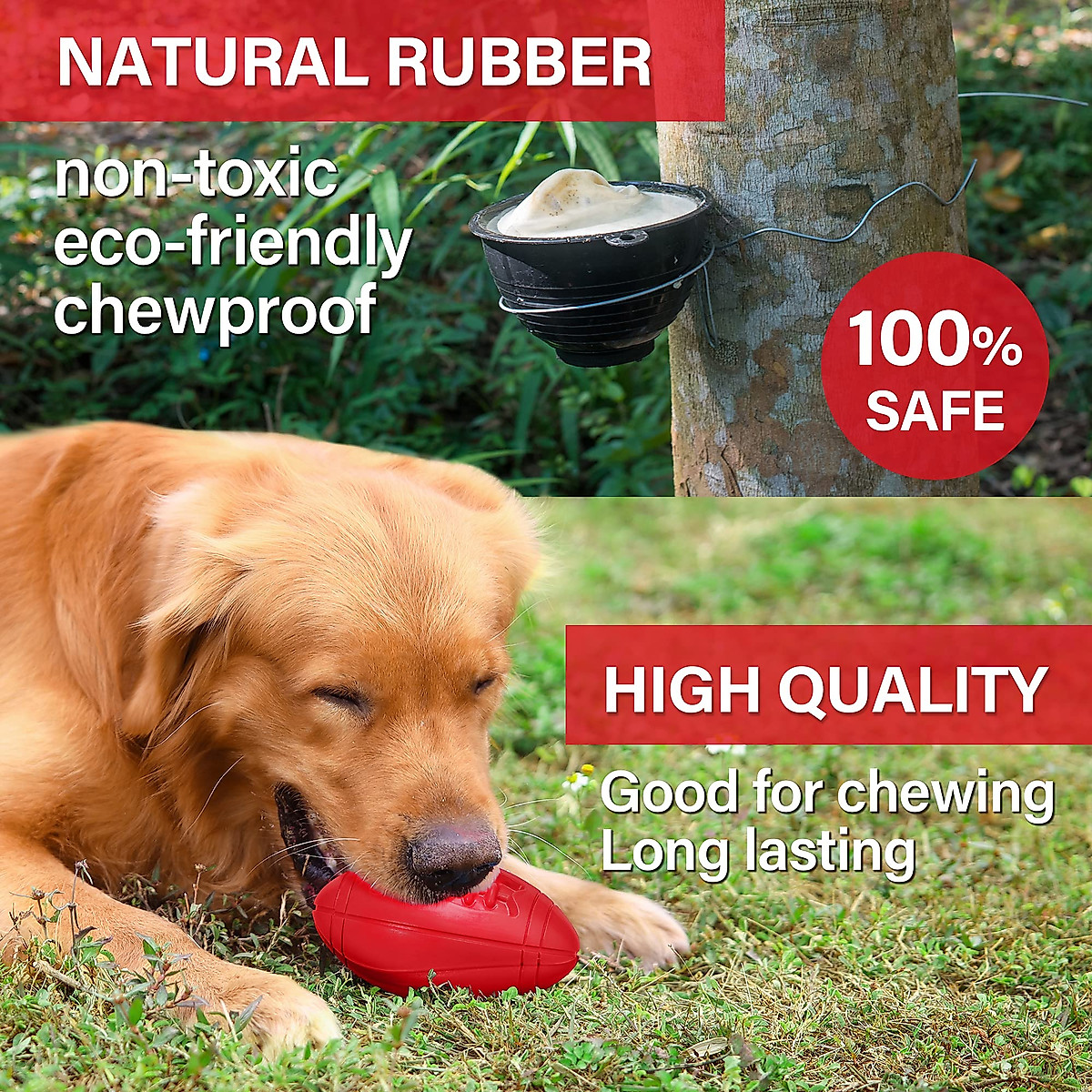Kseroo Dog Toys for Aggressive Chewers Large Breed, Dog Squeaky Toys for Large Medium Aggressive Chewers Dog Chew Toys, Football Rubber Tough Dog Toy Safe Puppy Teething Chew Toy Birthday