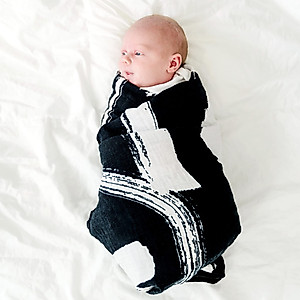 Goobie Baby Organic Muslin Swaddle Blanket, 100% Certified Organic Cotton, Ultra Soft & Breathable, Oversized 47 X 47 Inches for Easy Swaddling, Multi-Use Blanket for Nursing & More (Brush Stroke)