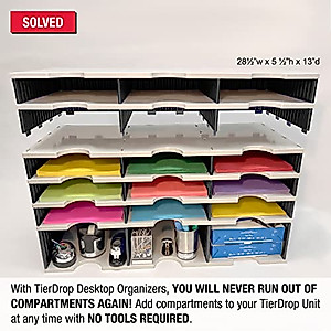 Ultimate Office TierDrop Literature Organizer/Forms Sorter, 6-Compartment Add-On (for Any 3-Wide TierDrop Unit), Gray w/Black