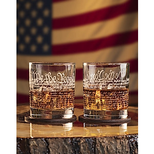 Constitution Of The United States - Old Fashioned Whiskey Rocks Glass - We The People American USA Patriotic Gift - 12 oz