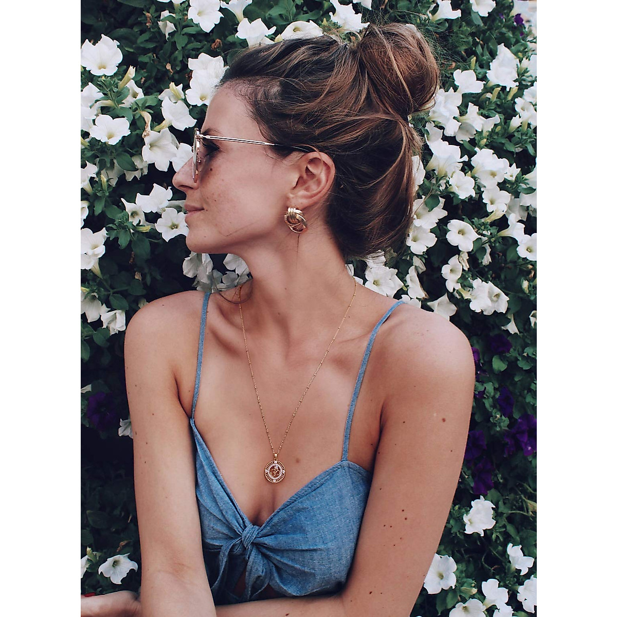 PERNNLA PEARL Sanskrit Symbol Om Satellite Beaded Chain Necklace 18K Gold Plated Aum Ohm Yoga Charm Pendant Long Necklace With CZ