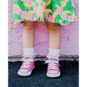 Jefferies Socks Girls Misty Ruffle Turn Cuff Socks 2 Pair Pack (M - USA Shoe 12-6 - Age 5-10 Years, Black)