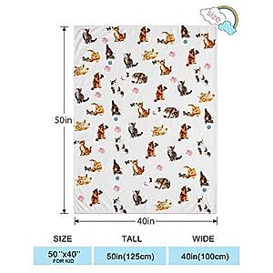 Qnyko Flannel Fleece Throw Blanket 40×50 Inches, Extra Cozy Soft Warm Microfiber Fleece Blanket with Cute Vivid Animal, Lightweight Fluffy Fuzzy Plush Blanket for Kids Youth Adults (Cat Chocolate)