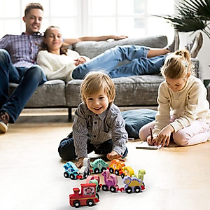 Wooden Dinosaur Numbers Train Game for Toddlers 3 Years Old,Early Education Learning Calculation Block Kit Toys for Boys & Girls Birthday Gift.