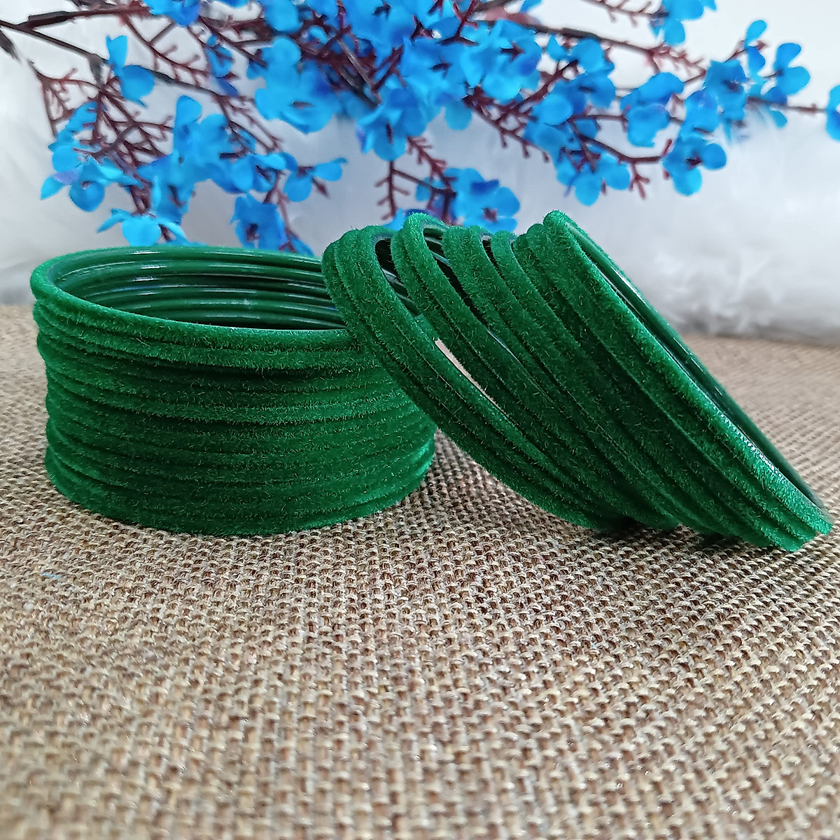 Efulgenz Indian Bangles Set Bollywood Plain Metal Velvet Bangle Bracelets Costume Jewelry for Women