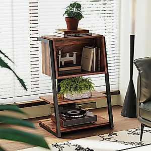 Fenge Bookshelf, 4 Tier Industrial Bookcase, Ladder Book Shelf with Storage Organizer, Small Bookshelves and bookcases for Office, Bedroom, Living Room