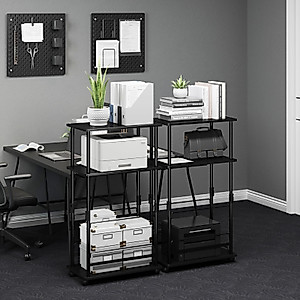 PROXRACER Height Adjustable Computer Tower Stand, 3-Tier CPU Holder Cart Printer Stand Mobile PC Laptop Standing Table Home Office Gaming Accessories with Rolling Wheels