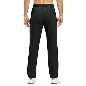 TBMPOY Men's Travel Hiking Pants Lightweight Athletic Pant Quick Dry Windbreaker Fishing Running Active Jogger Black M
