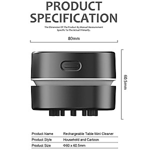 ODISTAR Desktop Vacuum cleaner,Mini table dust sweeper Energy Saving,High endurance up to 400 mins,Cordless&360º Rotatable Design for Cleaning Hairs,Crumbs,Computer Keyboard of gifts for kids (black)