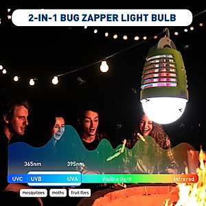 vertmuro Portable Bug Zapper Outdoor Indoor, Electric Mosquito Fly Killer Lamp with Three Lighting Mode, USB Rechargeable Light Bulb Zapper for Camping, Home, Patio (3 Pack)