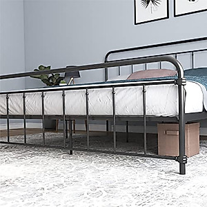 DHP Winston Metal Platform Bed with Rustic Design and Curved Edge Headboard and Footboard, Adjustable Base Height for Underbed Storage, No Box Spring Needed, King, Black