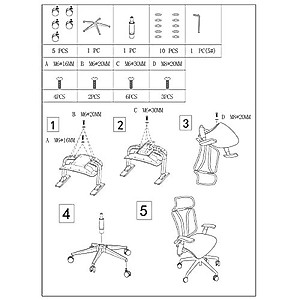 CangLong Office High Back Mesh Desk Arm Rests Computer Chair Height Adjustable, Black