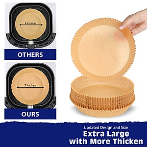 air fryer liners disposable, nonstick, grease, oil-proof air fryer liners, ideal for microwave, and air fryers, 7-inch parchment paper round best for 4-8 quartz from kitchen acquisition 7inch-100 pcs