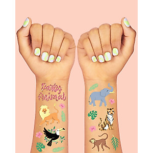 xo, Fetti Jungle Temporary Tattoos - 36 styles | Elephant Arts + Craft, Wild Animal Birthday Party Supplies, Giraffe Safari Baby Shower, Tiger
