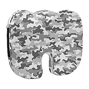 Qilmy Camouflage Seat Cushion Cover Breathable Non-Slip Memory Foam Seat Cushion Cover for Office Chair Car Wheelchair, 17 x 14 x 2.2 Inch