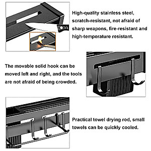 HST Kitchen Knife Holder for Wall, Stainless Steel Knife Blocker without knives，15.78 Inches Kitchen Knife Storage Organizer, Black