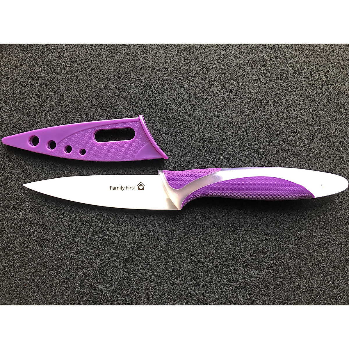 Ceramic Knife Set One 6" Chef Knife & One 4" All Purpose Knife With Large Ergo-Handle (Purple & White)