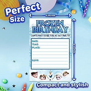 Set of 20 Winter Princess Themed Happy Birthday Invitation Cards & Envelopes – Lightweight (240g), Postcard Style Invites for the Perfect Party Pack